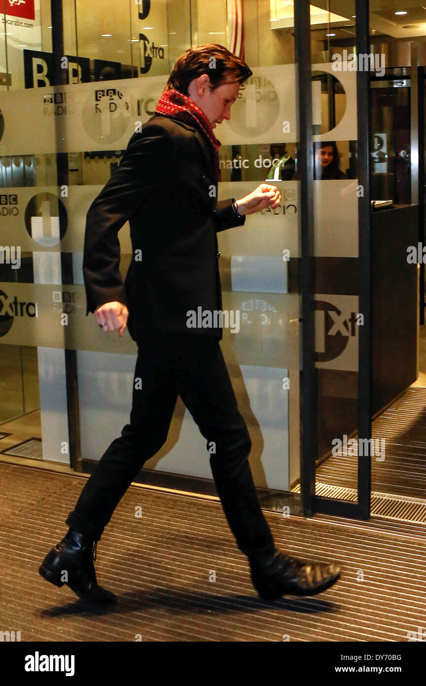 Matt Smith runs to the BBC Radio 1 Studios after arriving lateFeaturing ...