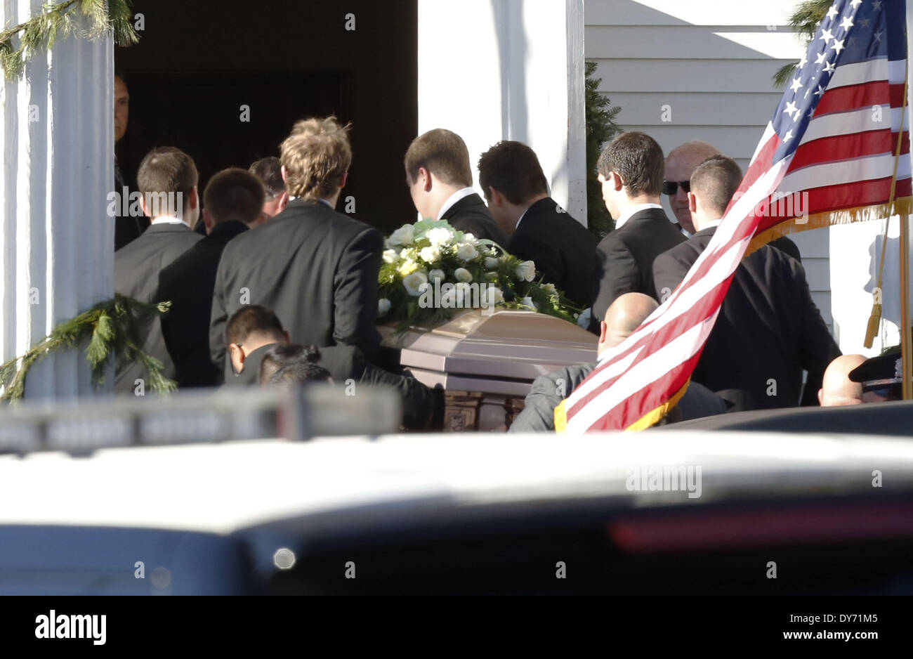 Pallbearers carry the casket containing the body of Sandy Hook ...