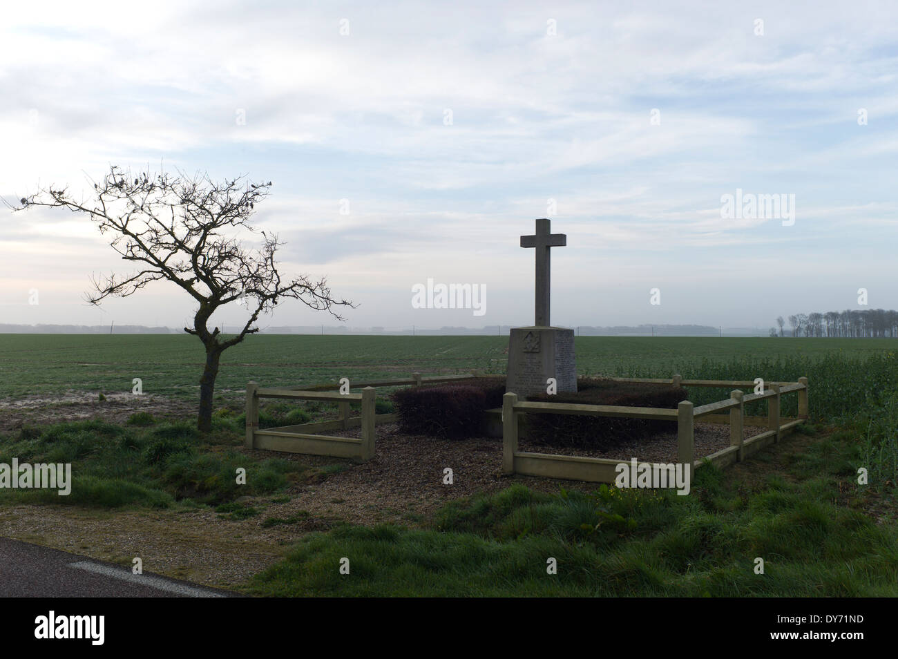 Roadside war memorial in field, Normandy, France Stock Photo - Alamy