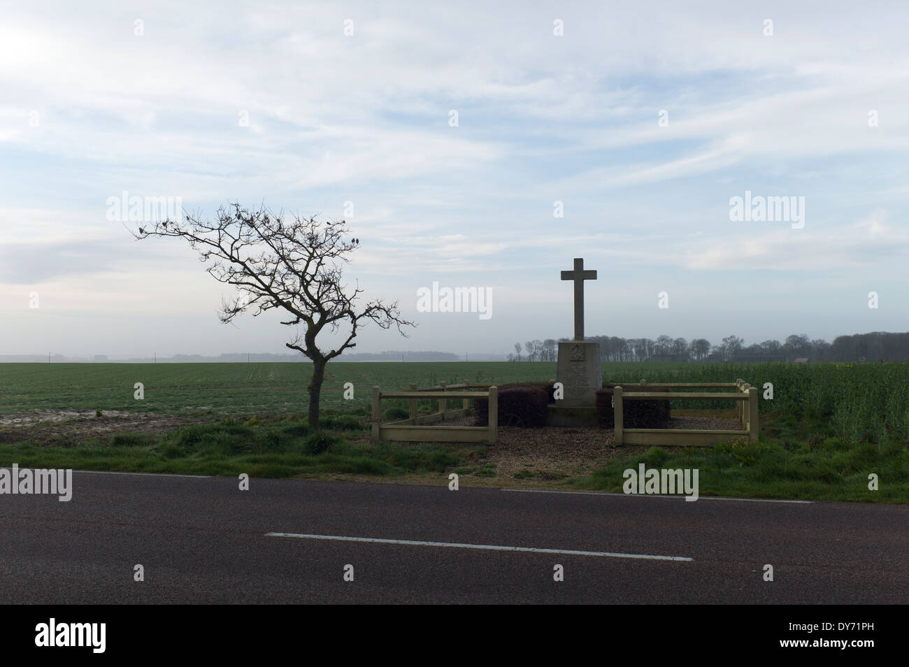 Roadside war memorial in field, Normandy, France Stock Photo - Alamy