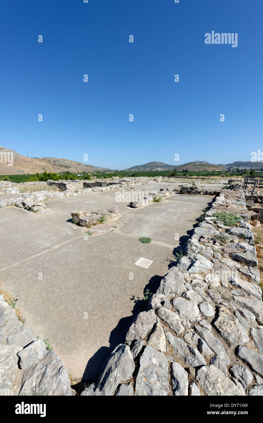 Rear view Royal Palace Megaron or Great Hall Tiryns Peloponnese Greece ...