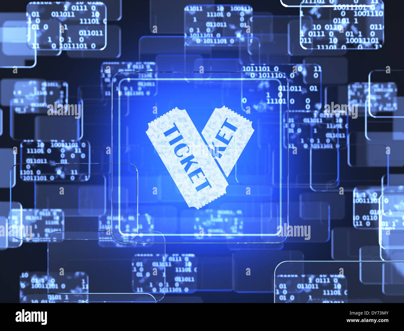 Future technology blue touchscreen interface. Movie tickets Stock Photo ...