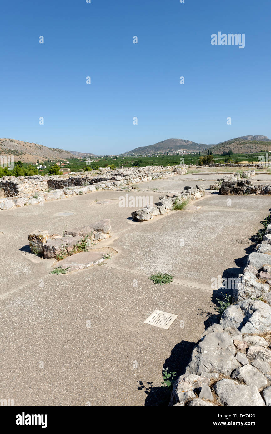 Rear view Royal Palace Megaron or Great Hall Tiryns Peloponnese Greece ...