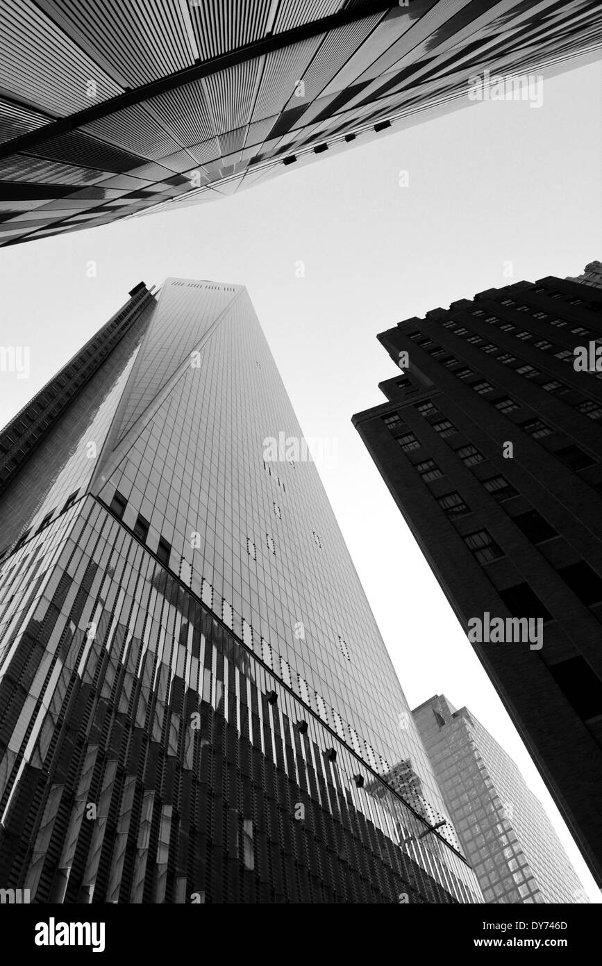 One world trade center and seven world trade center Black and White ...