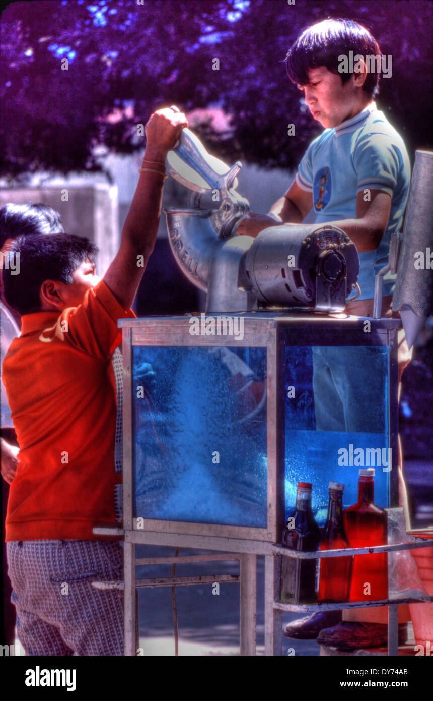 Mexican Boys Making Snow Cones Stock Photo - Alamy