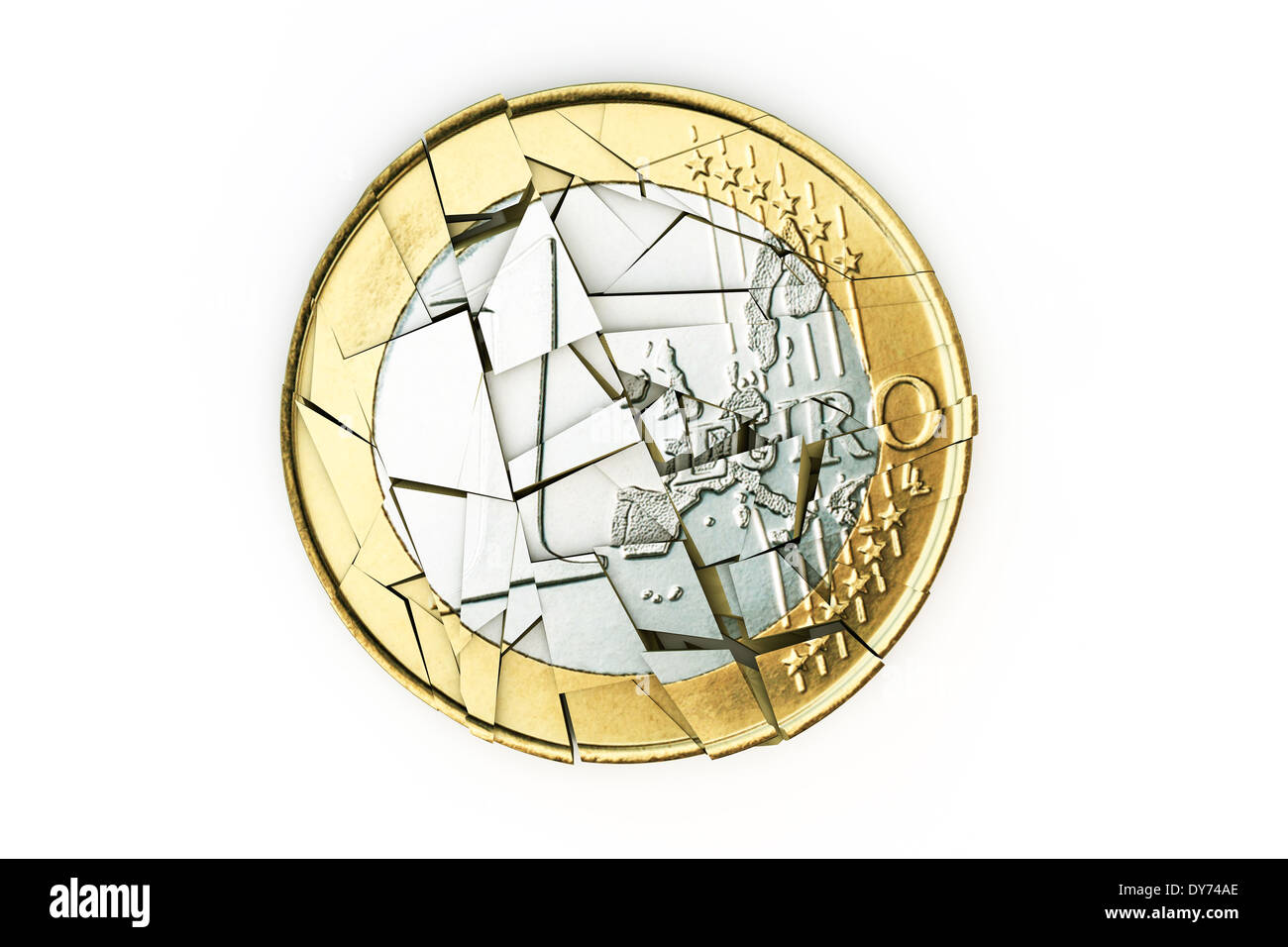 broken euro isolated on white background Stock Photo - Alamy