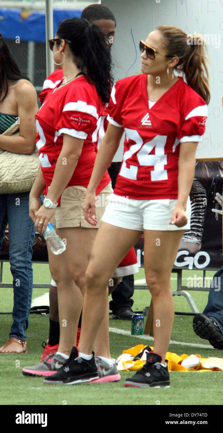 Jennifer Lopez on the sidelines at the Pre-Concert Celebrity Football ...