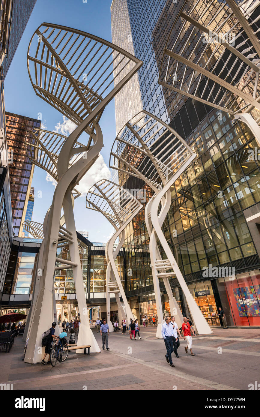 'Trees' sculpture on Stephen Avenue, pedestrian mall in downtown ...