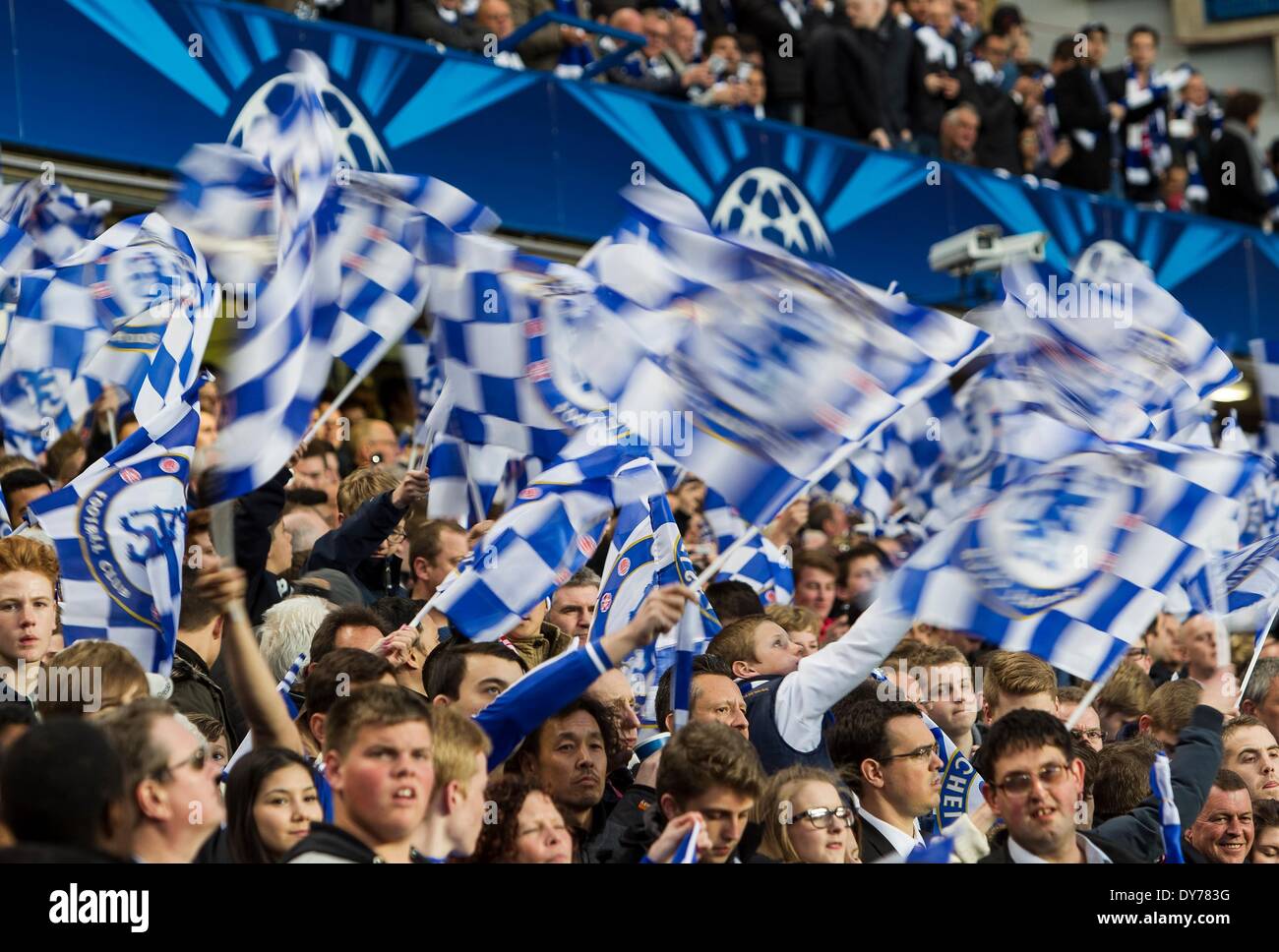 Chelsea fans with their flags hi-res stock photography and images - Alamy