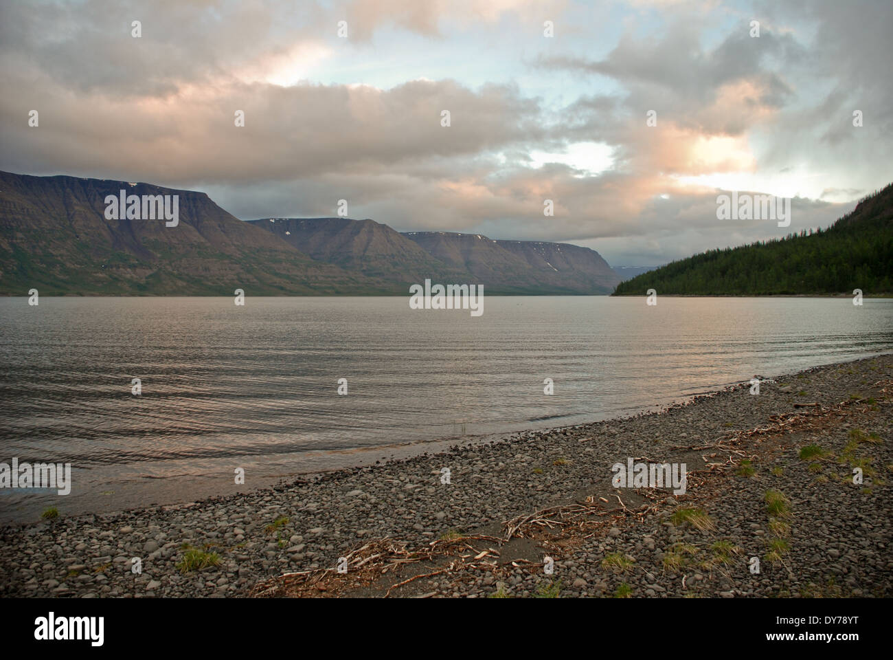 Lake Lama looks like that night. The Putorana plateau, Taimyr Peninsula ...
