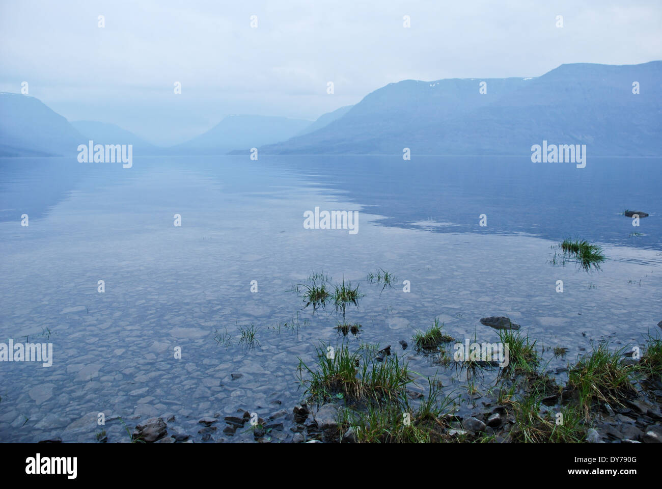 Lake Lama looks like that night. The Putorana plateau, Taimyr Peninsula ...