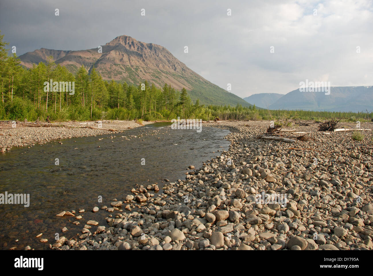 River Bucharama into lake Lama. The Putorana plateau, Taimyr Peninsula ...
