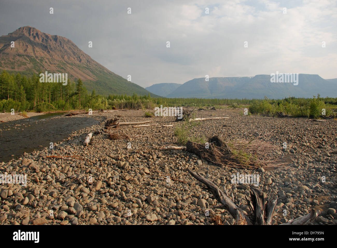 River Bucharama into lake Lama. The Putorana plateau, Taimyr Peninsula ...