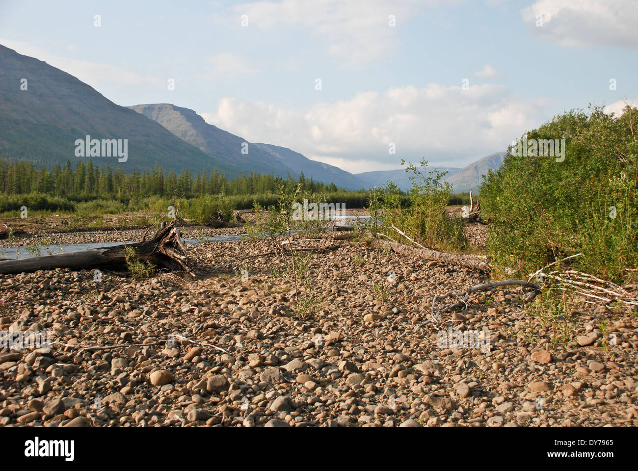 River Bucharama into lake Lama. The Putorana plateau, Taimyr Peninsula ...