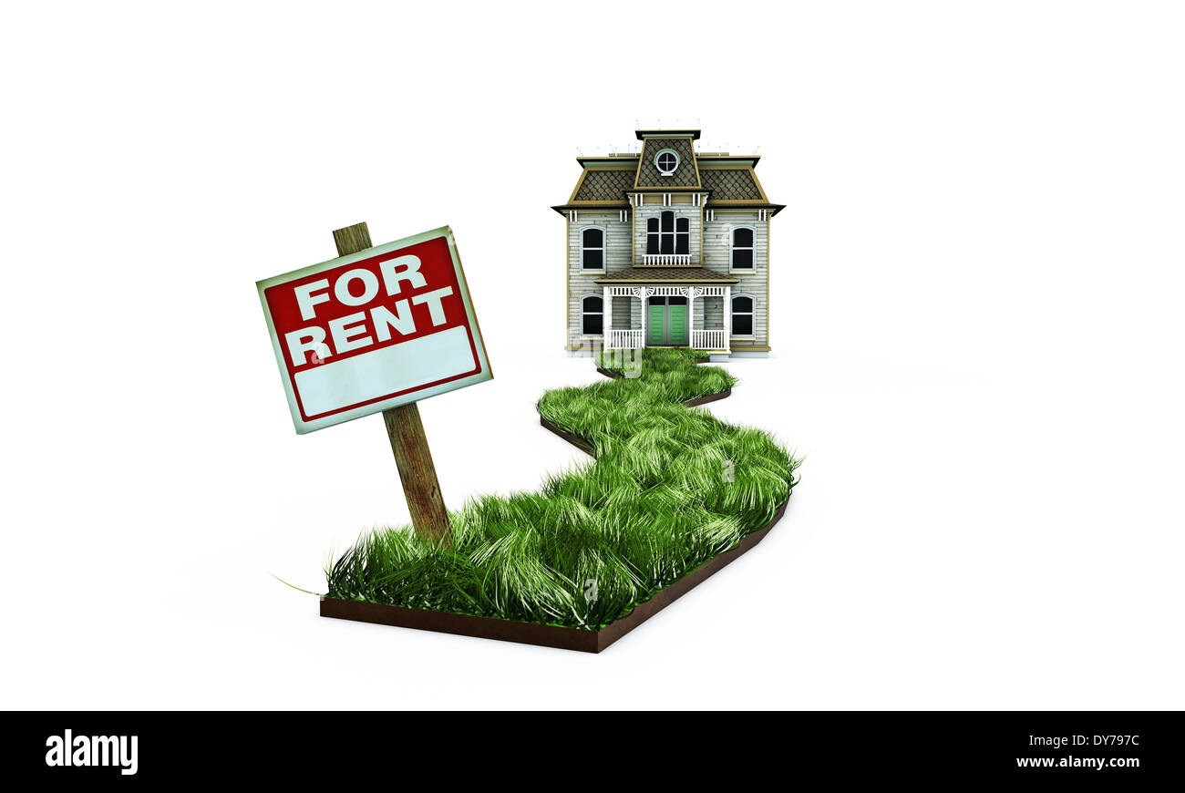 old house for rent isolated on white background Stock Photo - Alamy