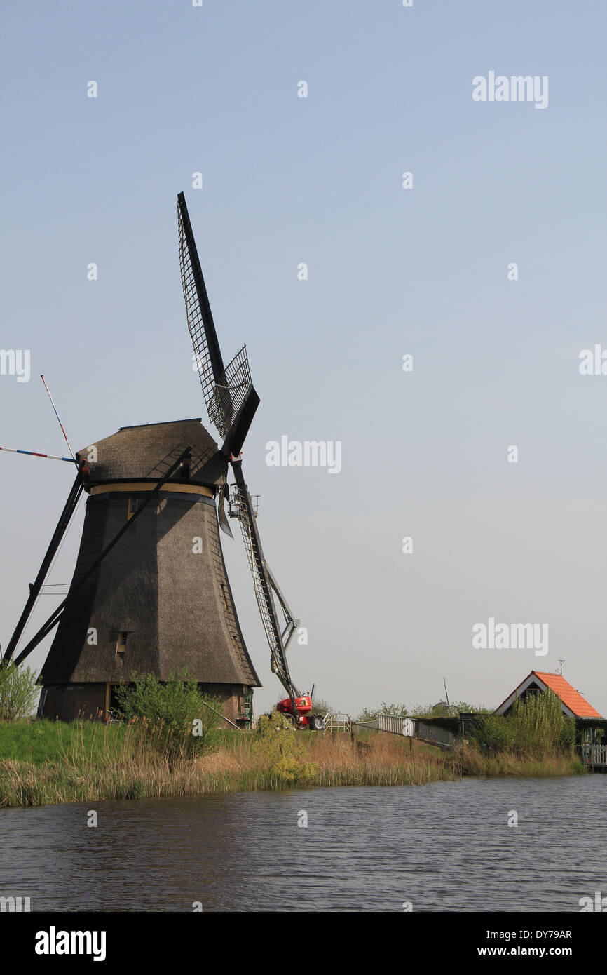 The Dutch windmill. Dutch countryside landscape with the windmill on ...