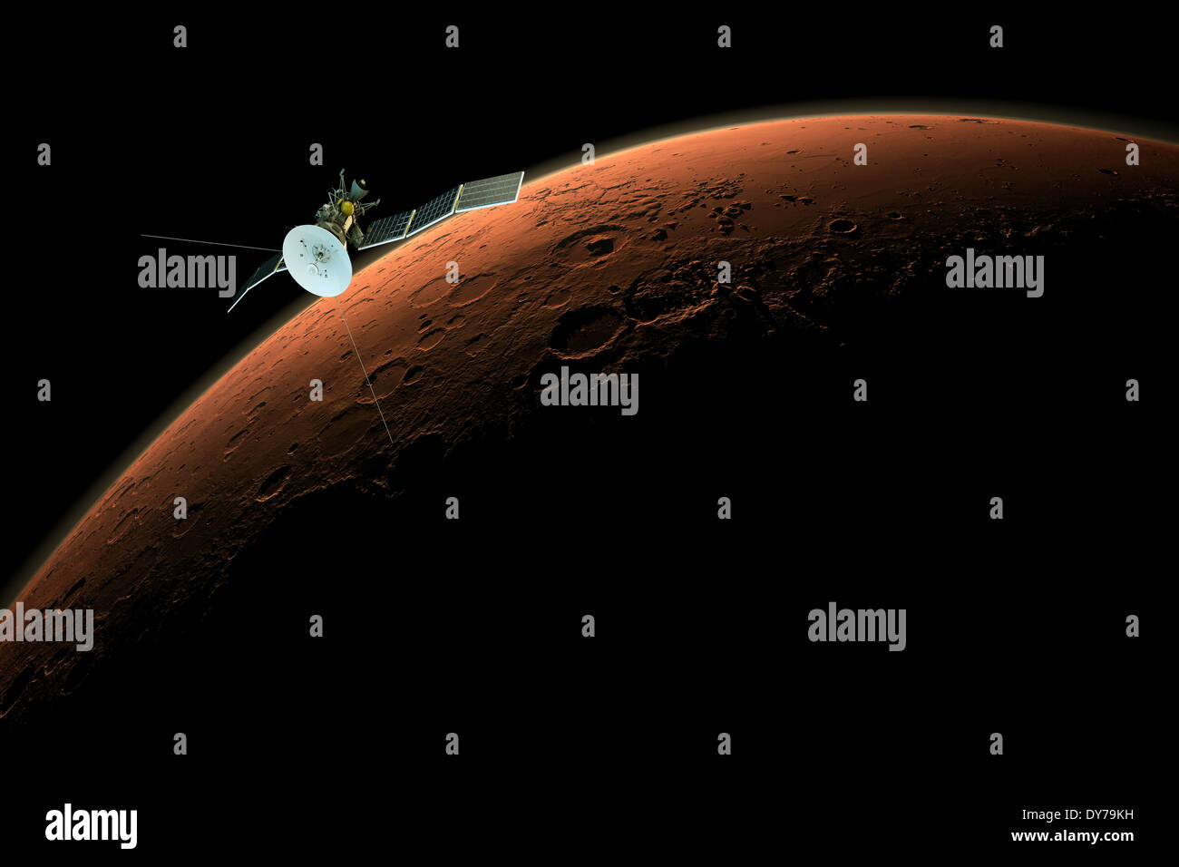 modern satellite orbiting over mars "Elements of this image furnished ...
