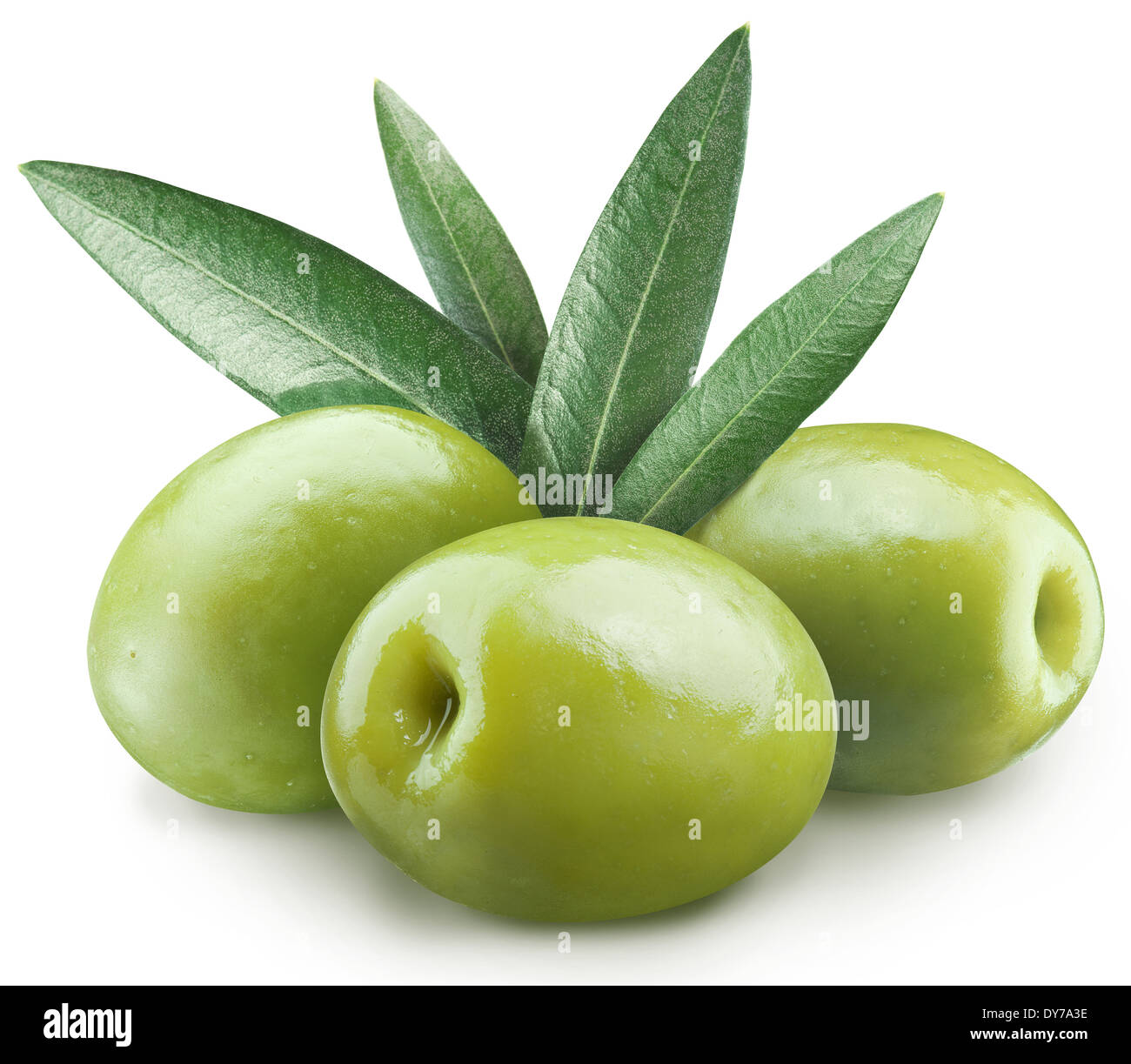 Three green olives .File contains clipping paths Stock Photo - Alamy