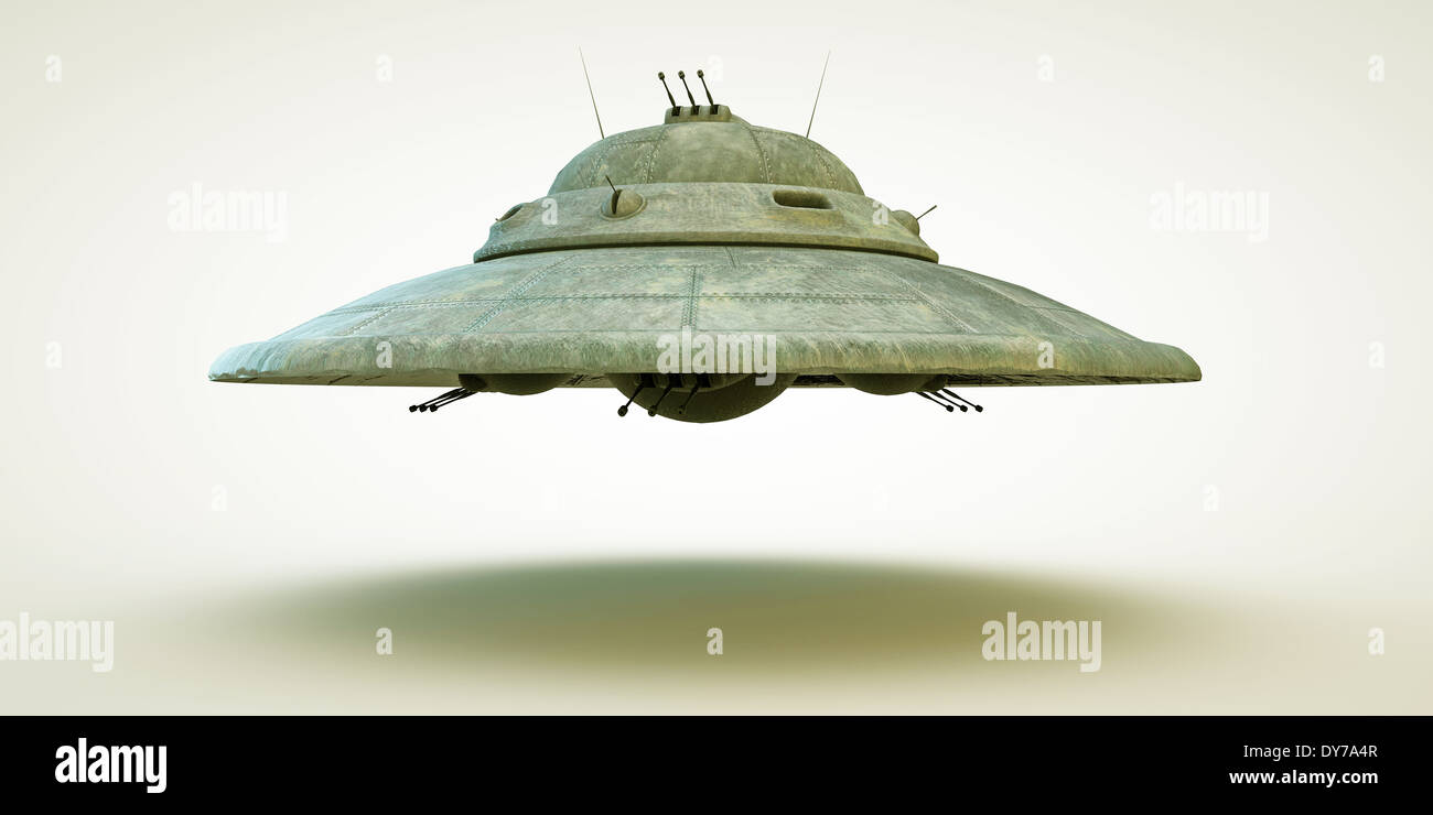 unidentified flying object isolated on white background Stock Photo - Alamy