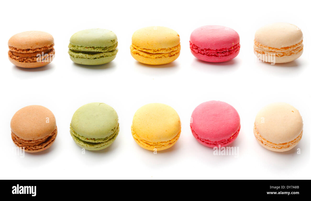 Colorful macaroons isolated on white background Stock Photo - Alamy