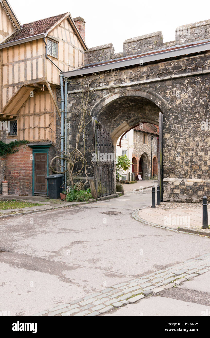 Priory Gate entrance to Winchester Cathedral Hampshire UK Stock Photo ...