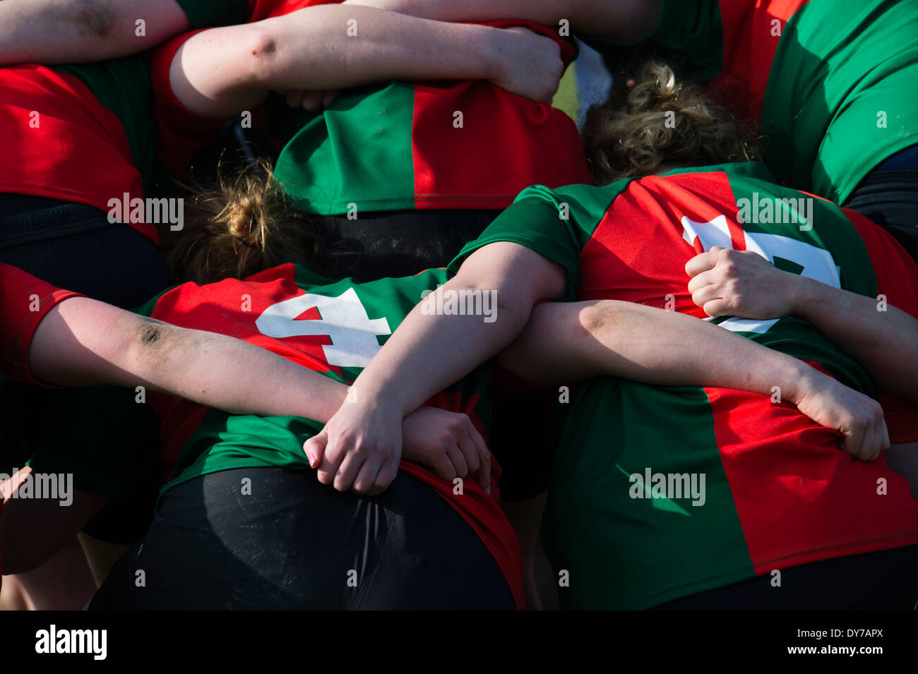 Aberystwyth university women (in red and green) playing rugby against ...