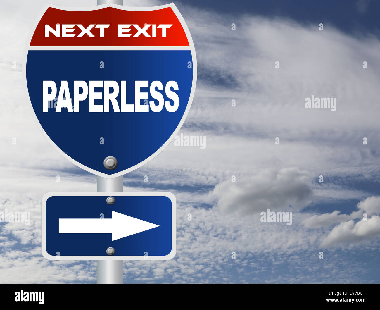 Paperless road sign Stock Photo - Alamy