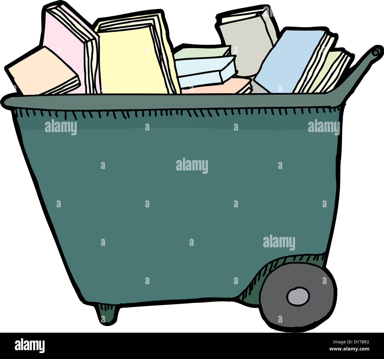Isolated library cart with pile of books over white background Stock ...
