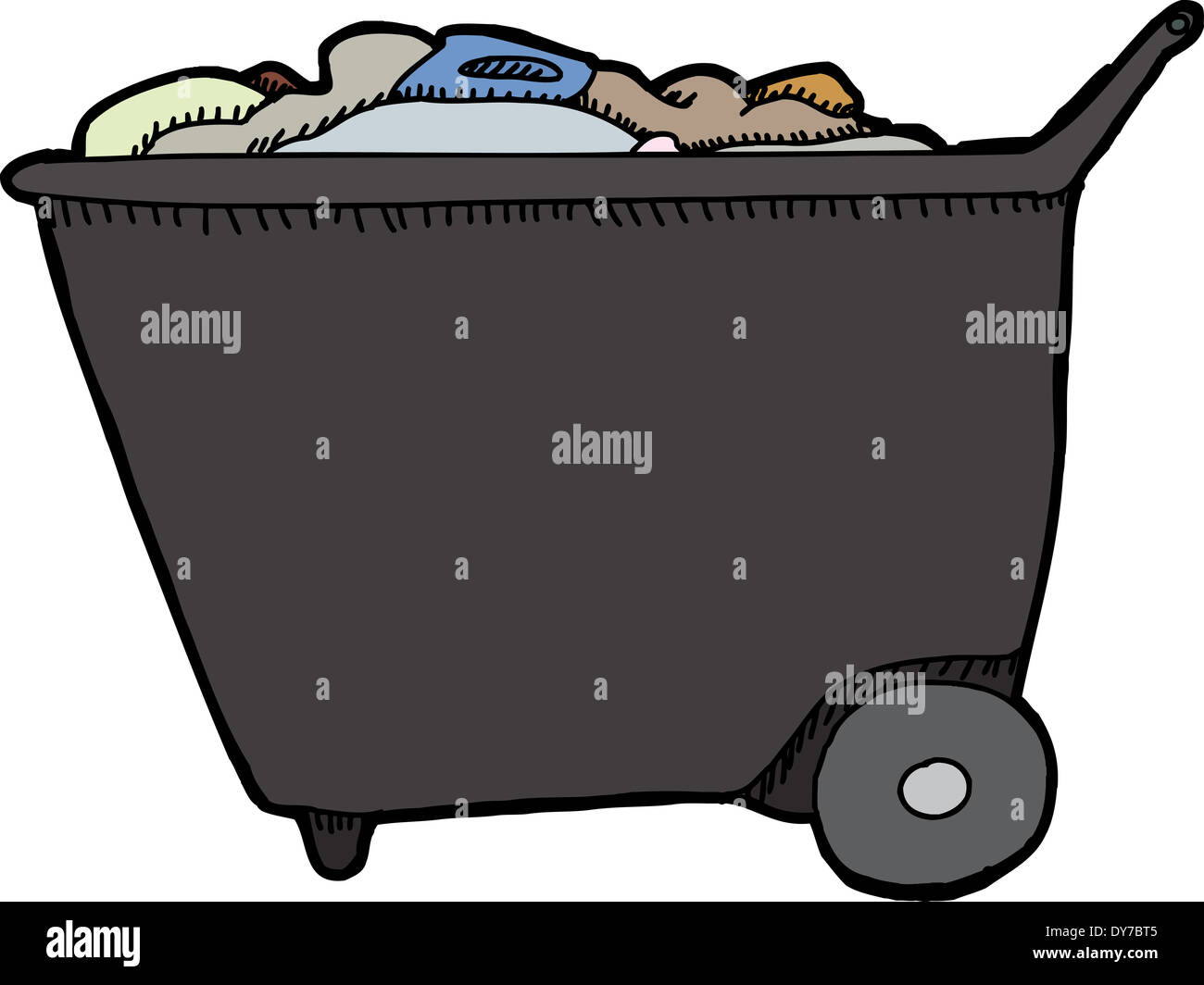 One generic isolated push cart with trash Stock Photo - Alamy