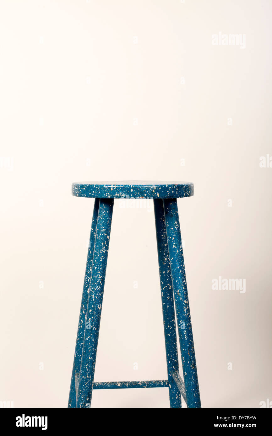 blue painted stool Stock Photo - Alamy
