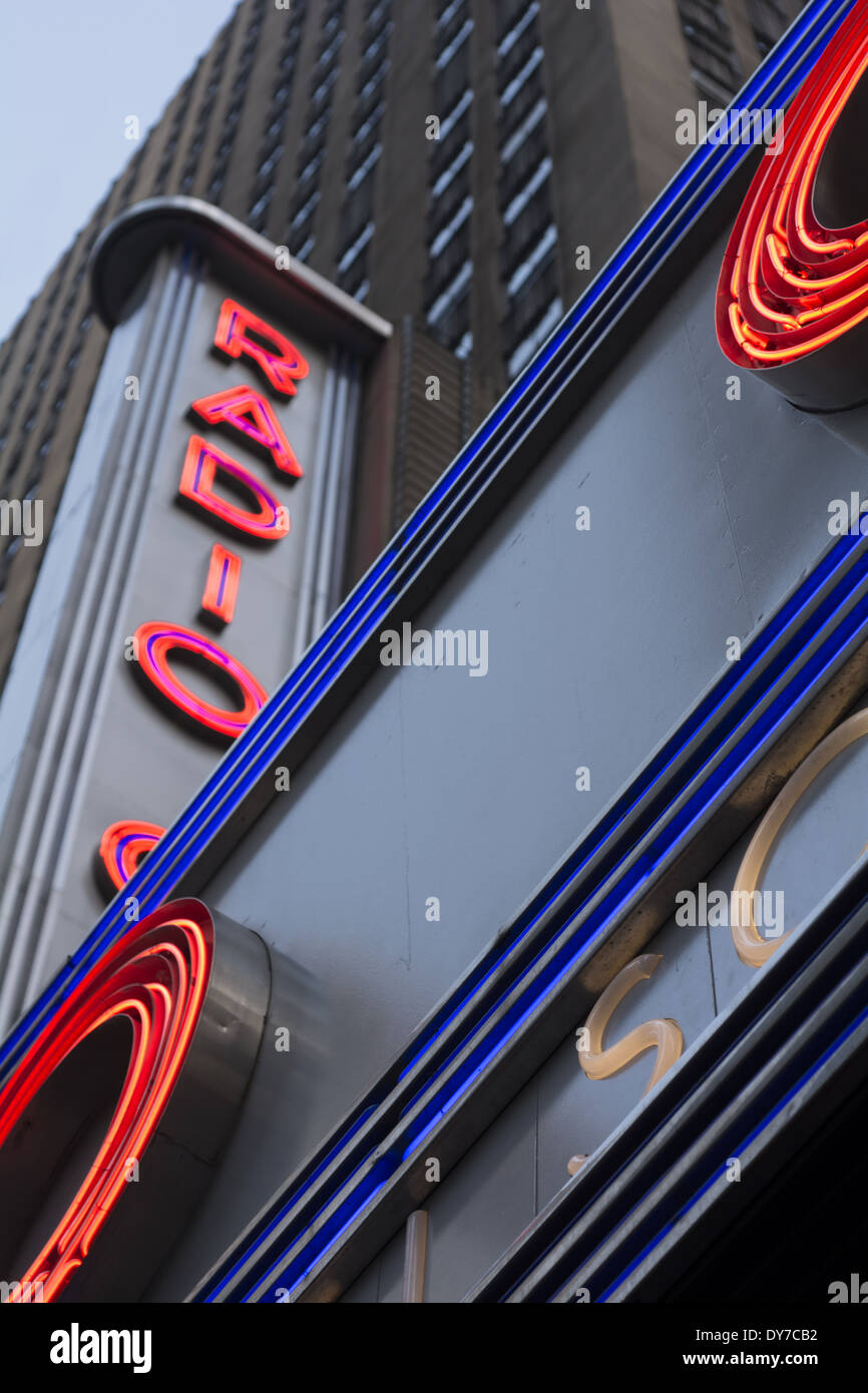 Radio City Music Hall art deco neon sign Stock Photo - Alamy