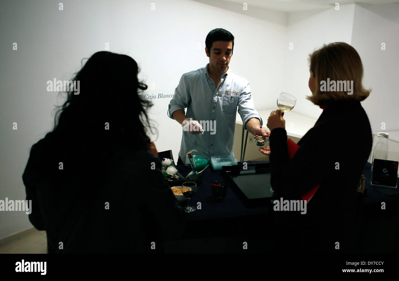 catering service in an art gallery opening exhibit in Mallorca Stock ...