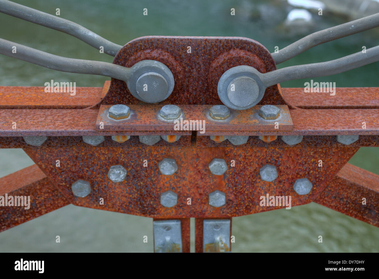 Rusty Bridge joints on a suspension bridge in Patapsco State Park Stock ...