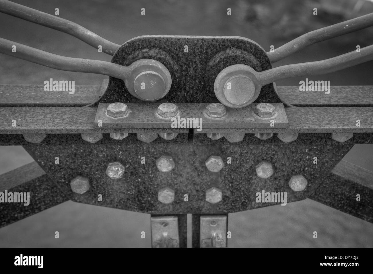Rusty Bridge joints on a suspension bridge in Patapsco State Park Stock ...