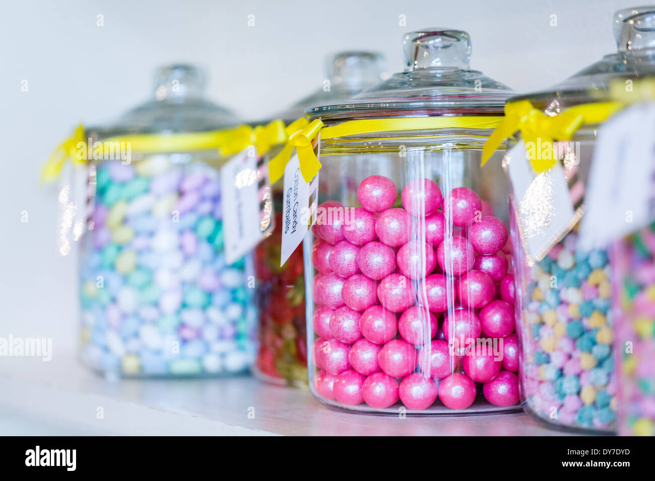 Jars filled with different candies at the boutique candy store Stock ...