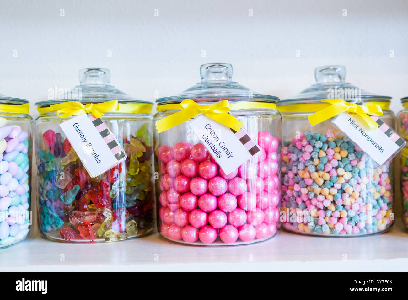 Jars filled with different candies at the boutique candy store Stock ...
