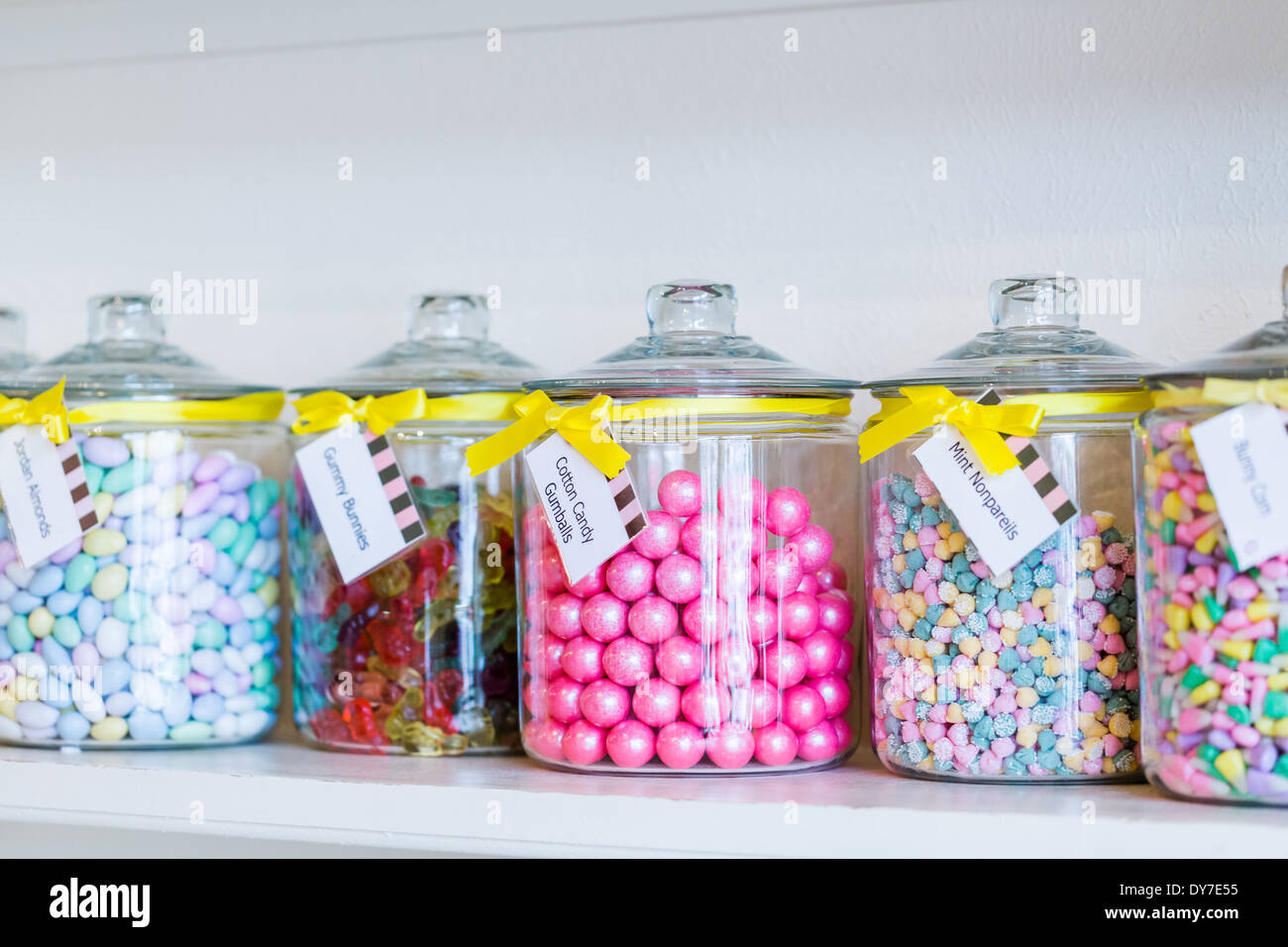 Jars filled with different candies at the boutique candy store Stock ...