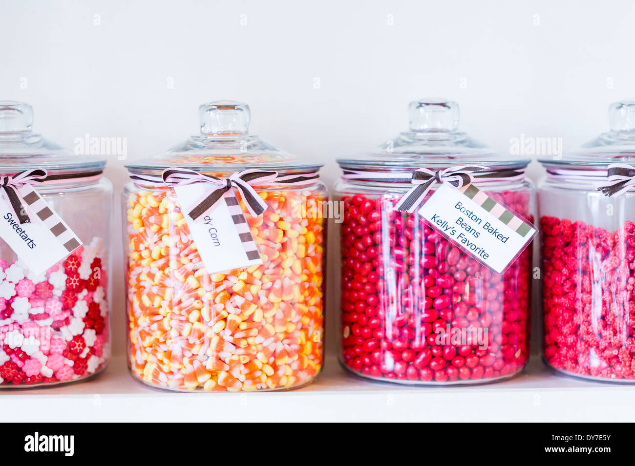Jars filled with different candies at the boutique candy store Stock ...