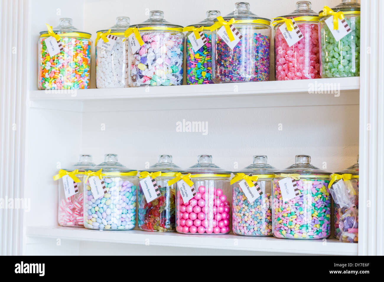 Jars filled with different candies at the boutique candy store Stock ...