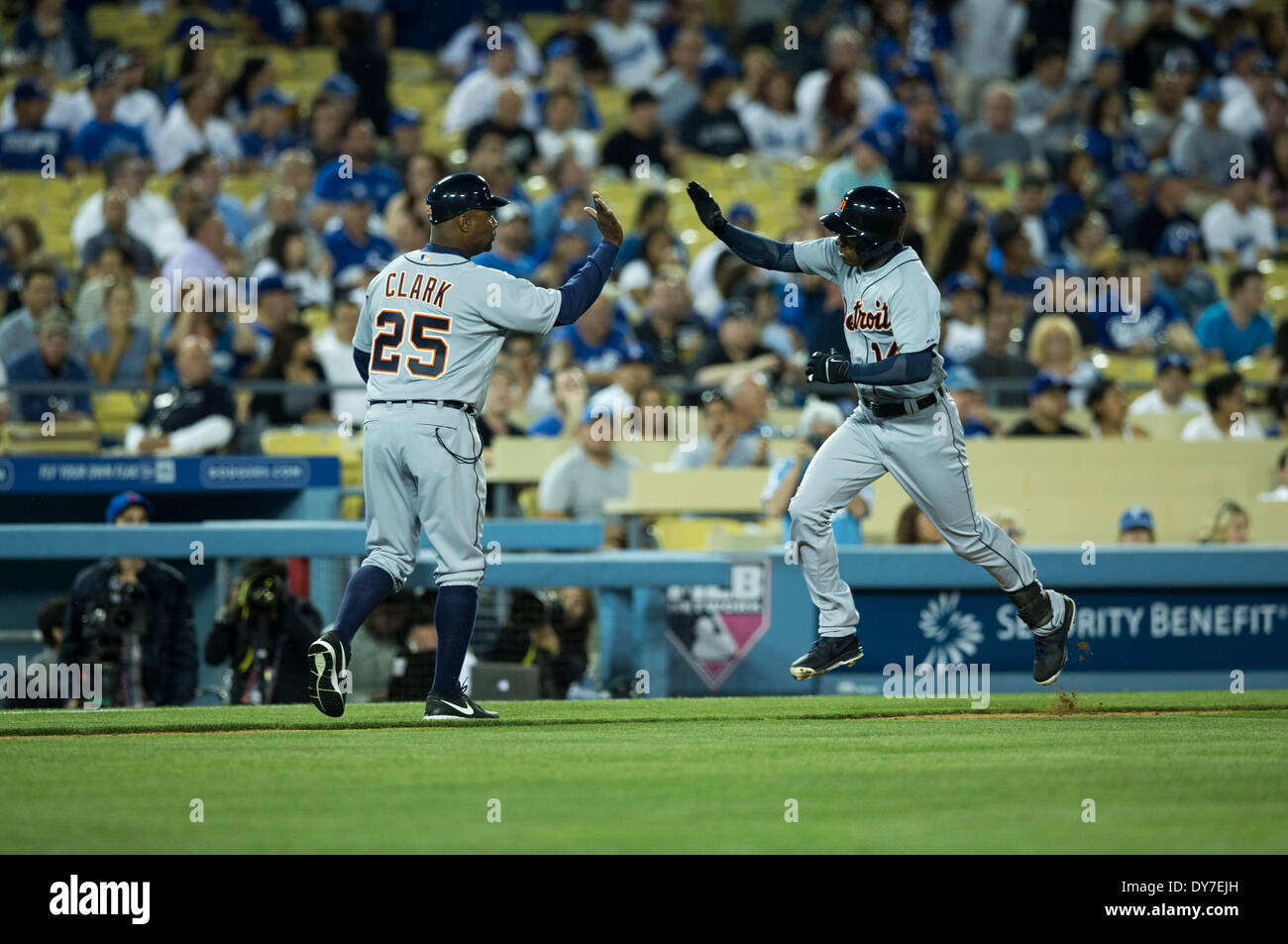 Los Angeles, CA, USA. 8th Apr, 2014. Detroit Tigers center fielder ...