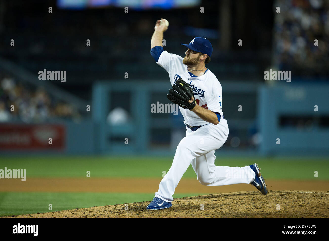 Los Angeles, CA, USA. 8th Apr, 2014. Los Angeles Dodgers relief pitcher ...