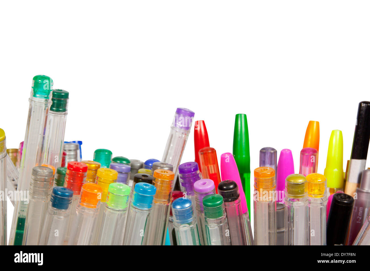 large collection of brightly colored pens Stock Photo - Alamy