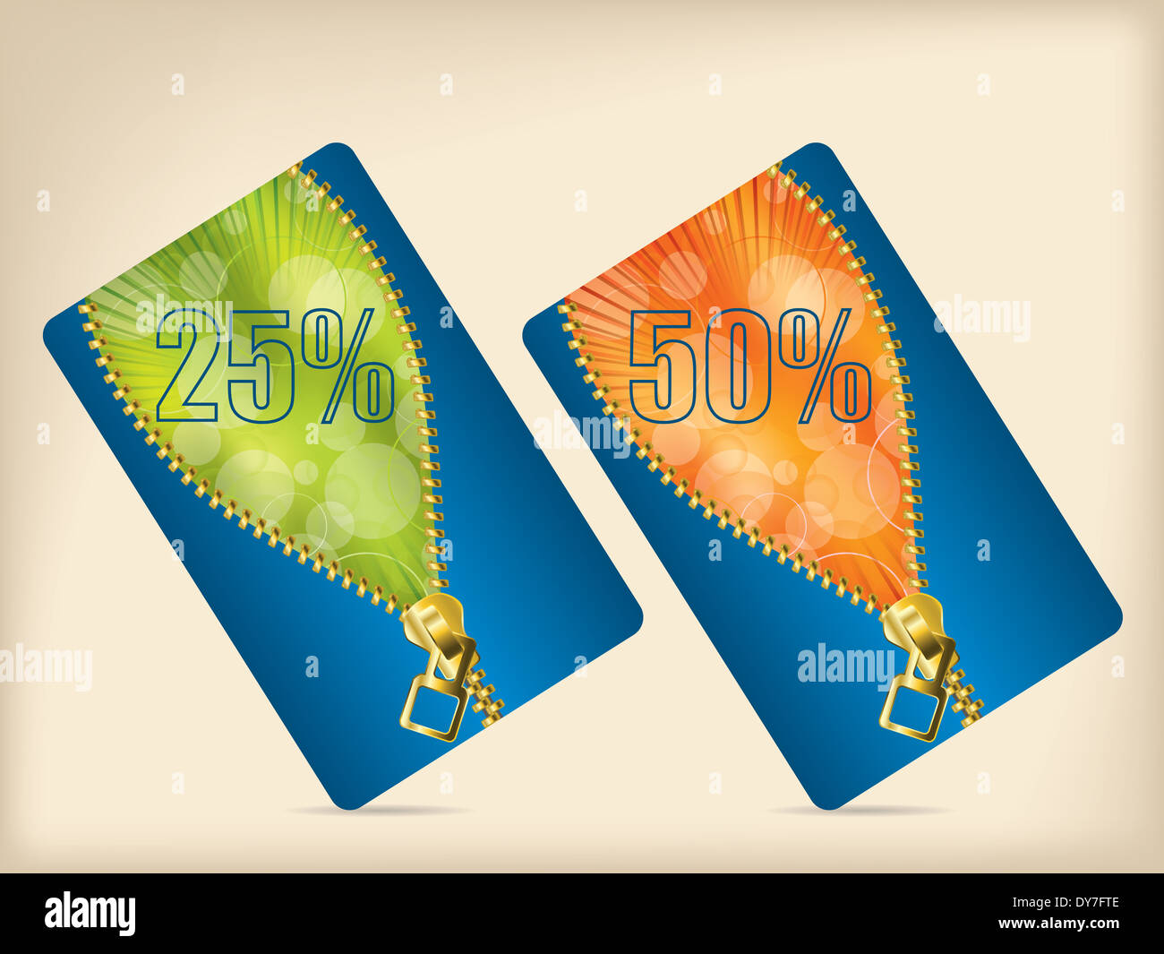 Gift card set with blue orange and green colors Stock Photo - Alamy