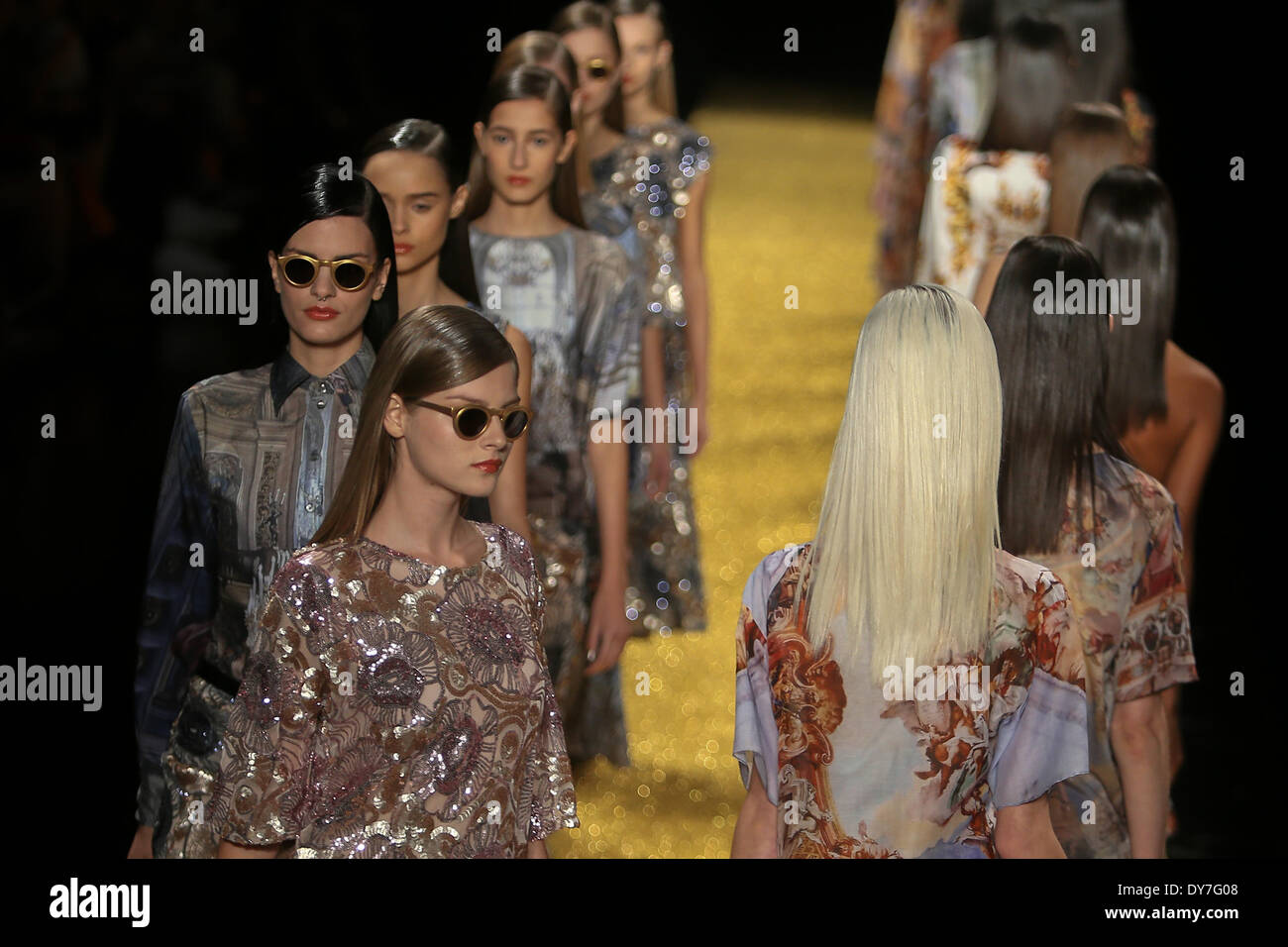 Rio De Janeiro, Brazil. 8th Apr, 2014. Models present creations of ...