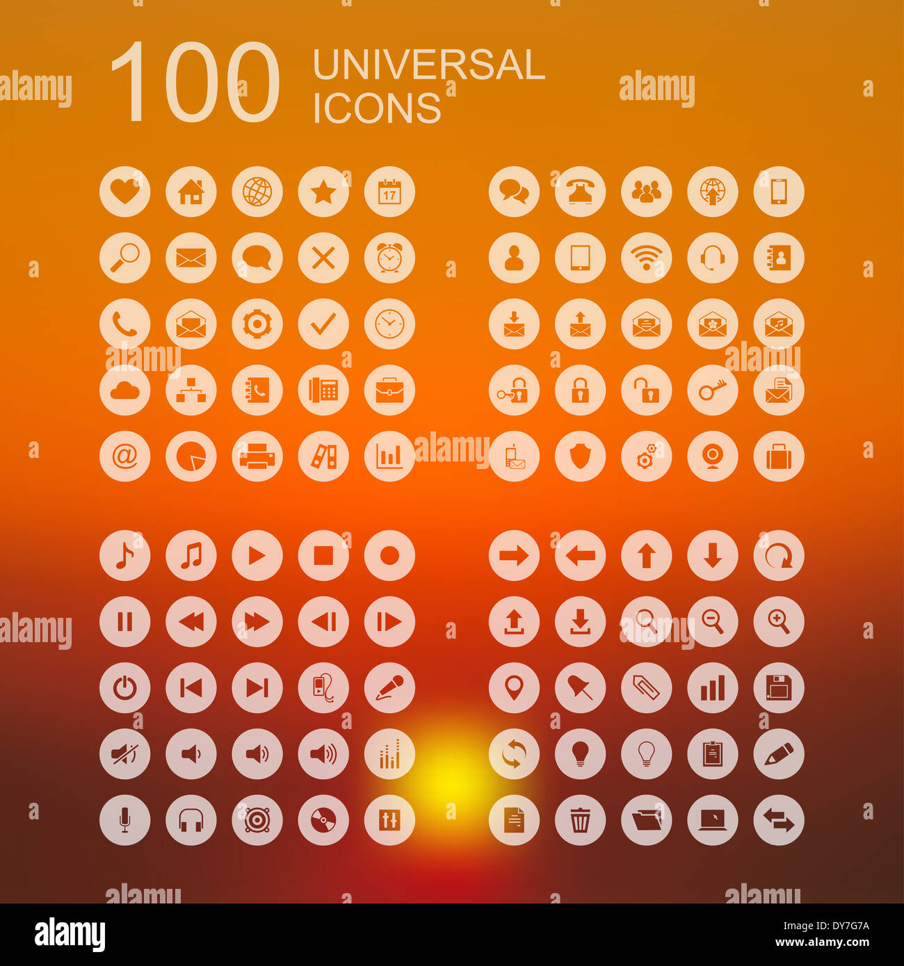 Set of 100 Universal Icons for Web and User Interface Design Stock ...