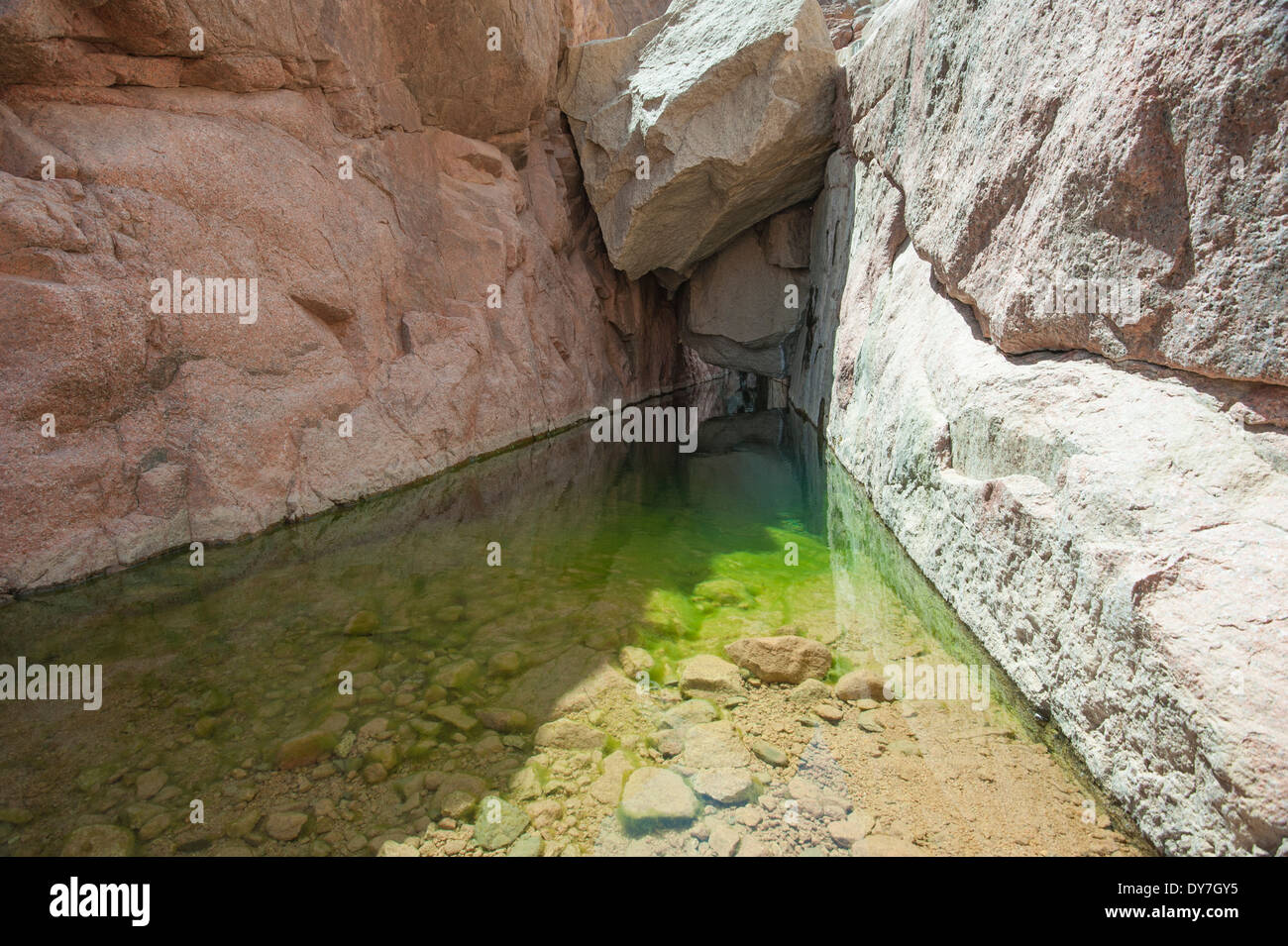 Freshwater pool under overhang in desert mountain canyon Stock Photo ...