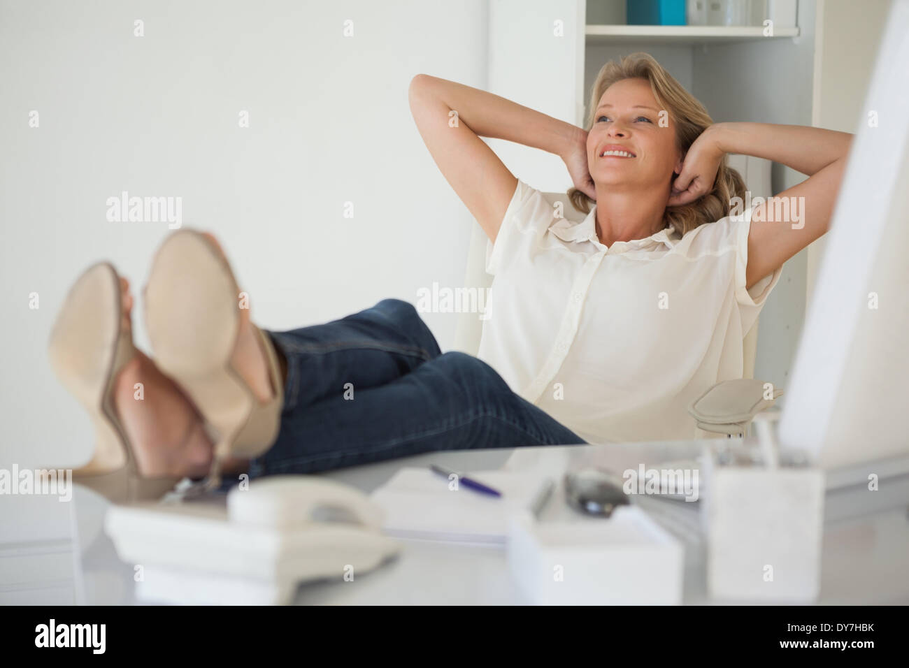 Computer Desk Feet High Resolution Stock Photography and Images - Alamy