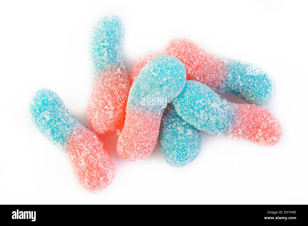 gummy worm candies on white background Stock Photo - Alamy
