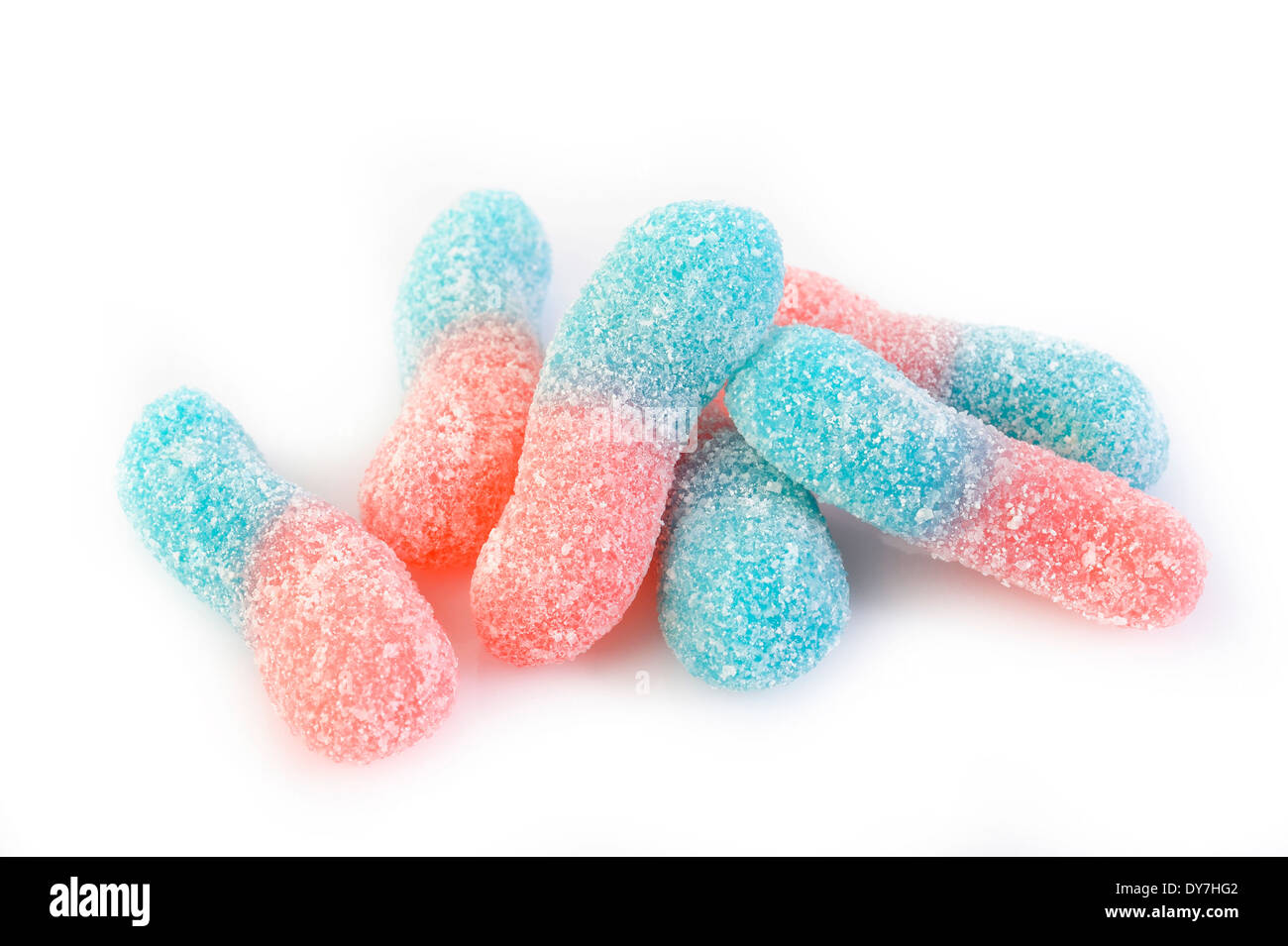 gummy worm candies on white background Stock Photo - Alamy