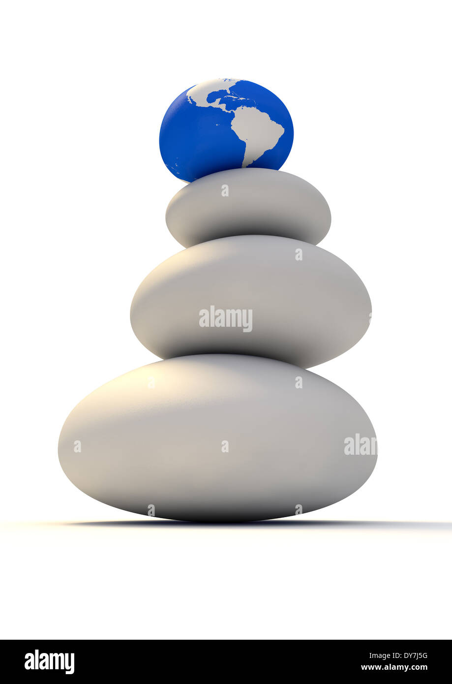 A pile of three satin smooth white zen stone pebbles and a fouth at the ...
